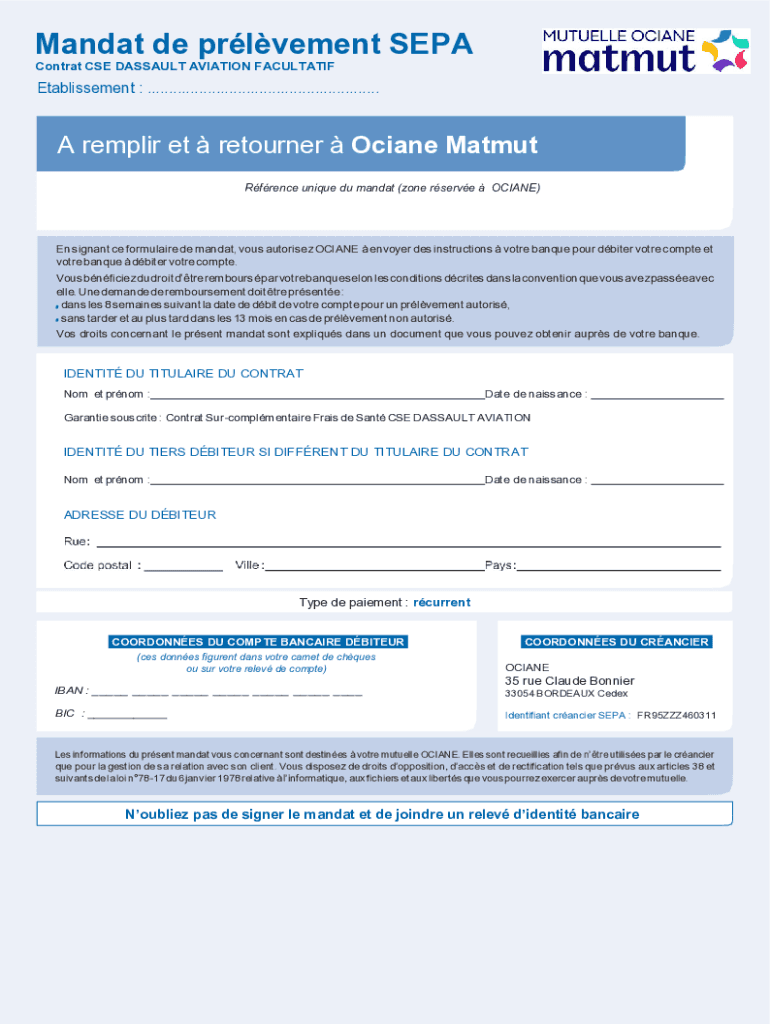 Remplissable En Ligne Comment remplir et envoyer un mandat prlvement ...