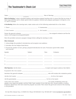 Fillable Online Toastmasters International -About Fax Email Print ...
