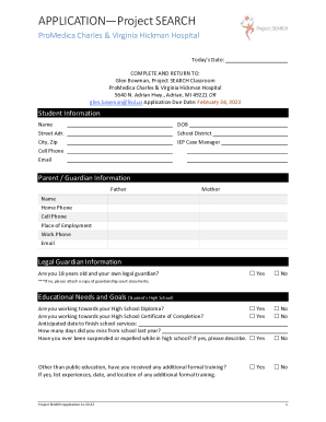 Fillable Online Project SEARCH - Programs and Resources Fax Email Print - pdfFiller
