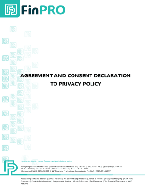 Fillable Online AGREEMENT AND CONSENT DECLARATION TO PRIVACY ... Fax ...