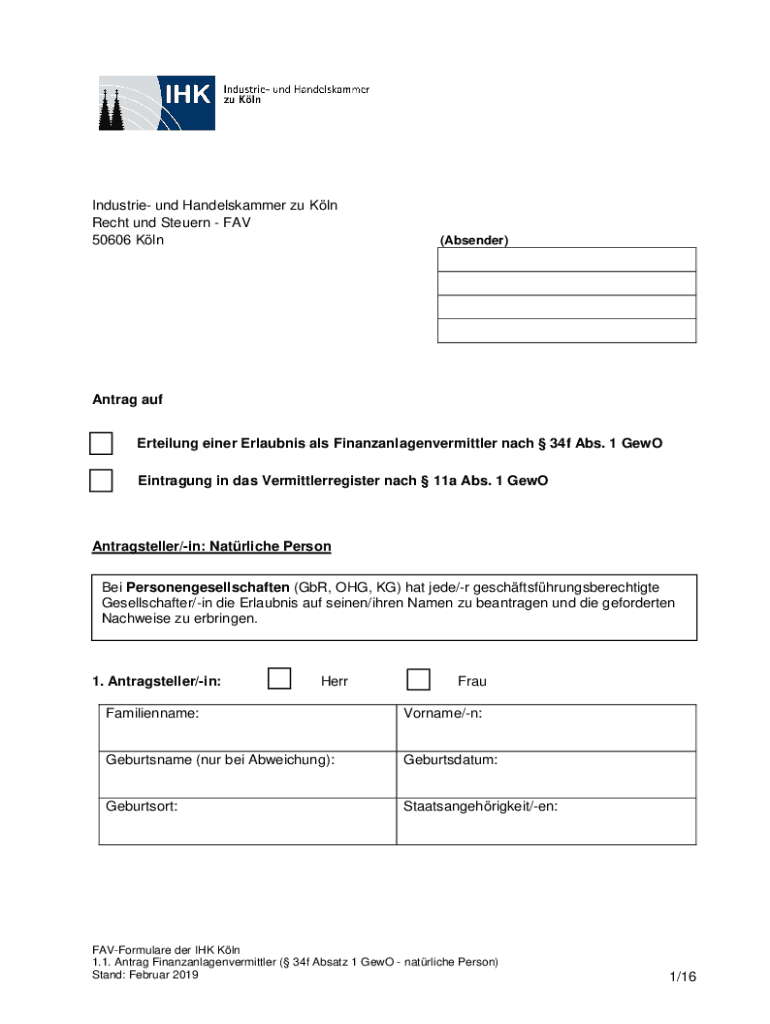Ausfüllbar Online Erteilung einer Erlaubnis als Finanzanlagenvermittler nach ... Fax Email ...