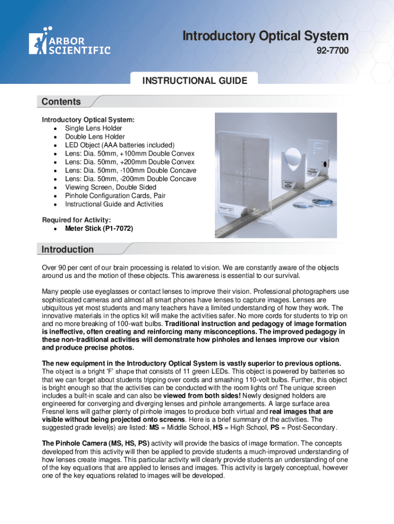 Fillable Online Introductory Optical System Instructional Guide ...