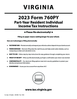 Fillable Online 2023 Virginia Form 760PY, Part-Year Resident Individual ...