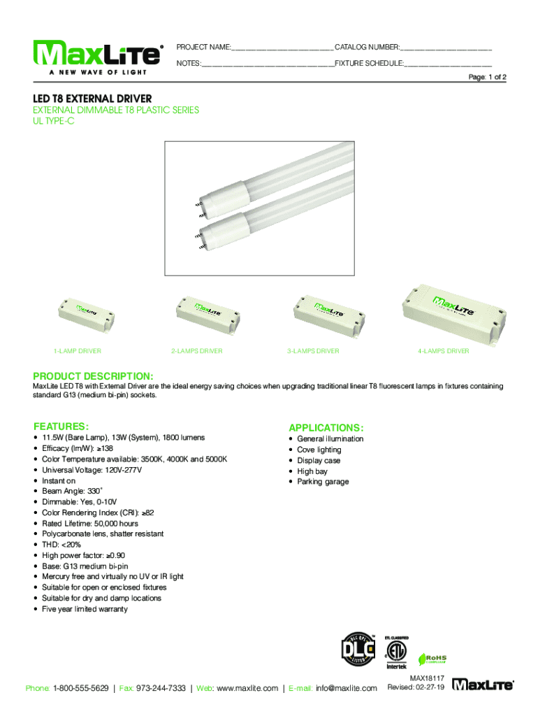 Fillable Online MaxLite Lamps - MaxLite Lighting - Our LED Manufacturers Fax Email Print - pdfFiller
