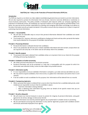 Fillable Online Policy on the Protection of Personal Information (POPI ...