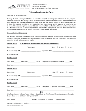 Fillable Online Tuberculosis Screening Form OR Fax Email Print - pdfFiller