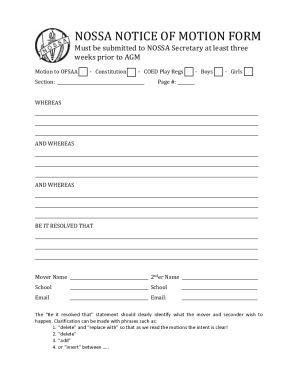 Fillable Online NOSSA NOTICE OF MOTION FORM Fax Email Print - pdfFiller