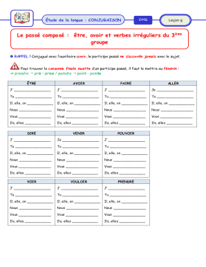 Remplissable En Ligne LE PASS COMPOS DE L'INDICATIF A Fax Email Imprimer - pdfFiller