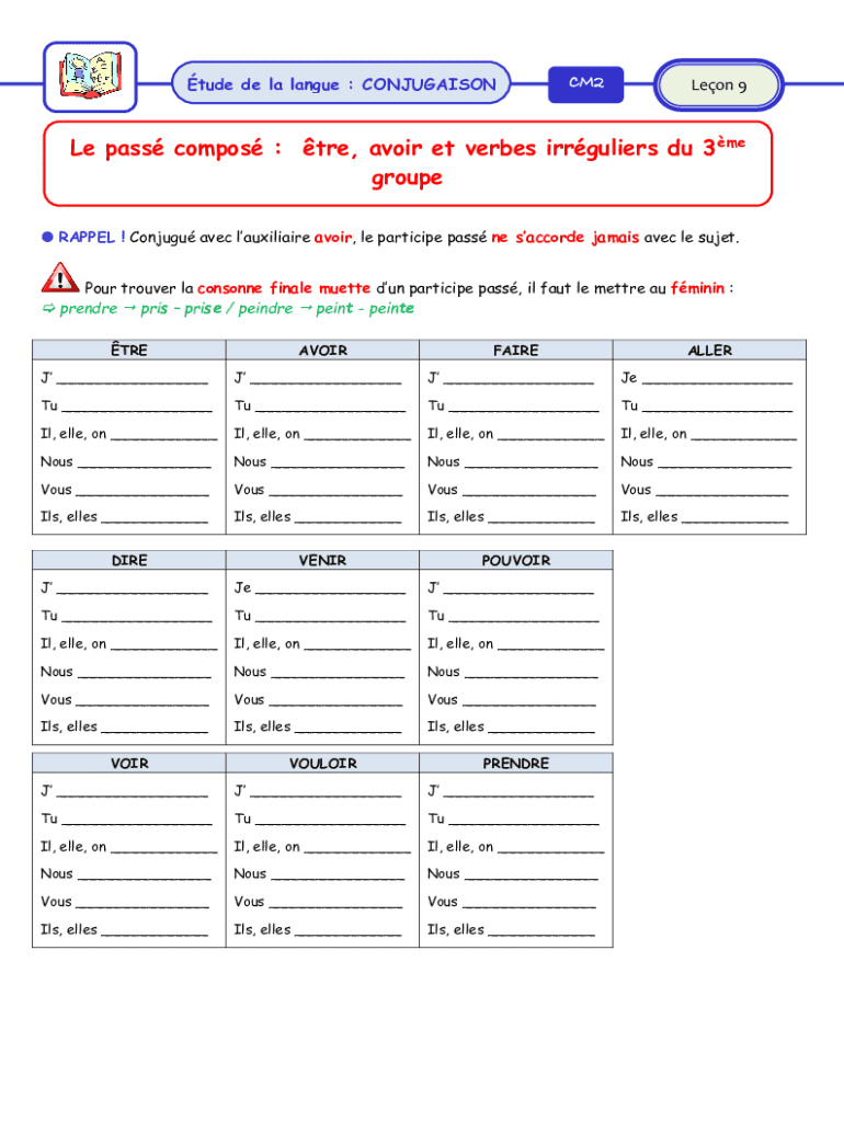 Remplissable En Ligne LE PASS COMPOS DE L'INDICATIF A Fax Email Imprimer - pdfFiller