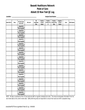 Fillable Online Bassett Healthcare Network Point of Care Abbott ID Now ...