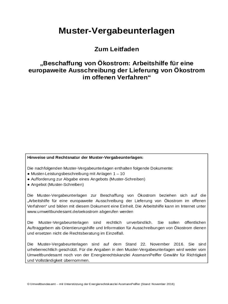 Muster-Vergabeunterlagen Doc Template | pdfFiller