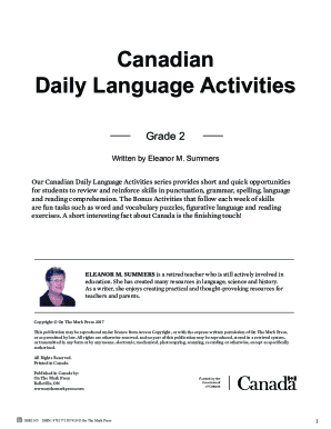 Fillable Online Canadian Daily Language Activities Grade 2 by Eleanor M ...