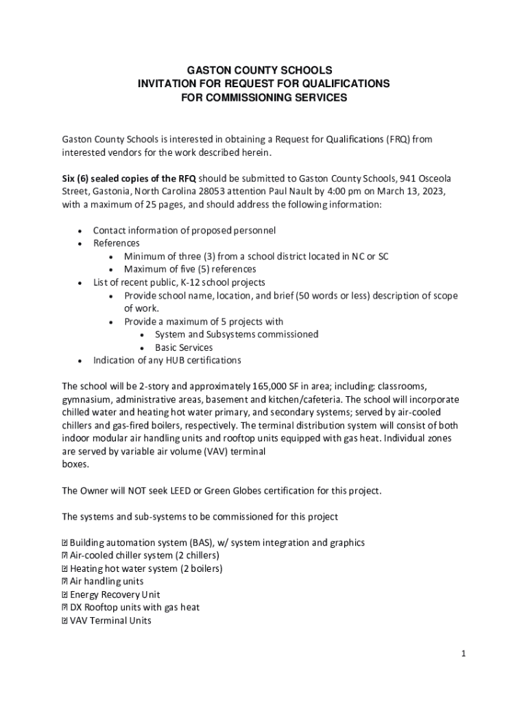 Fillable Online Facilities Services / Current Request for Qualification (RFQ) Fax Email Print ...