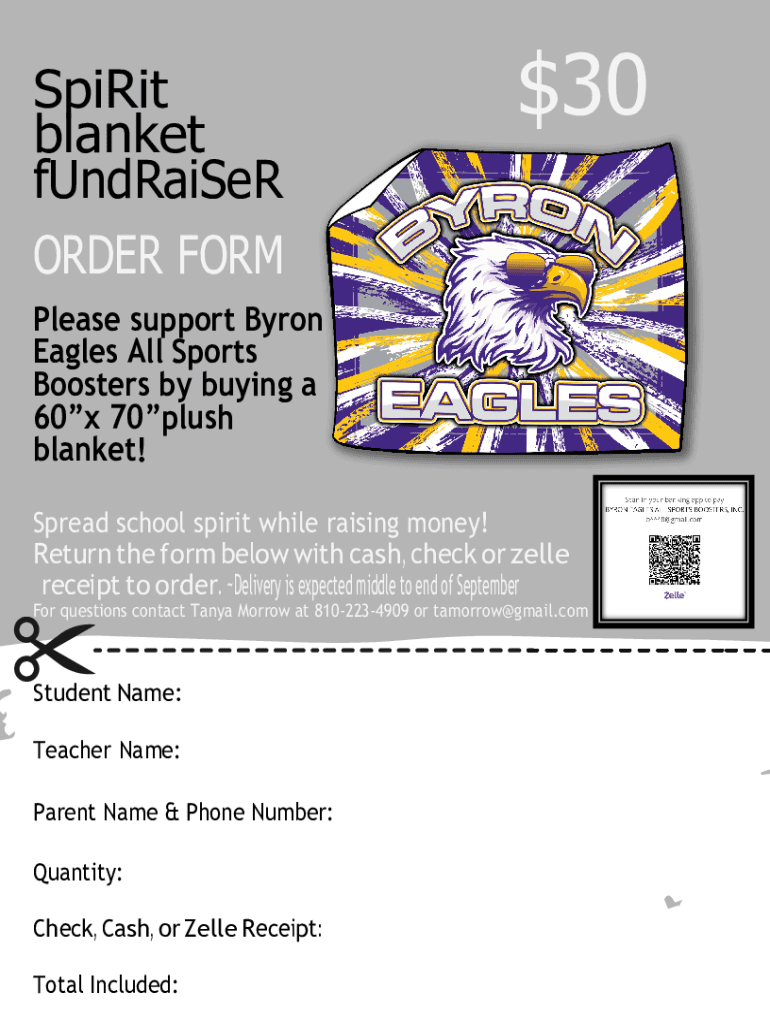 Fillable Online 474-Byron Eagles Fundraiser Blankets dot com Order Form Fax Email Print - pdfFiller