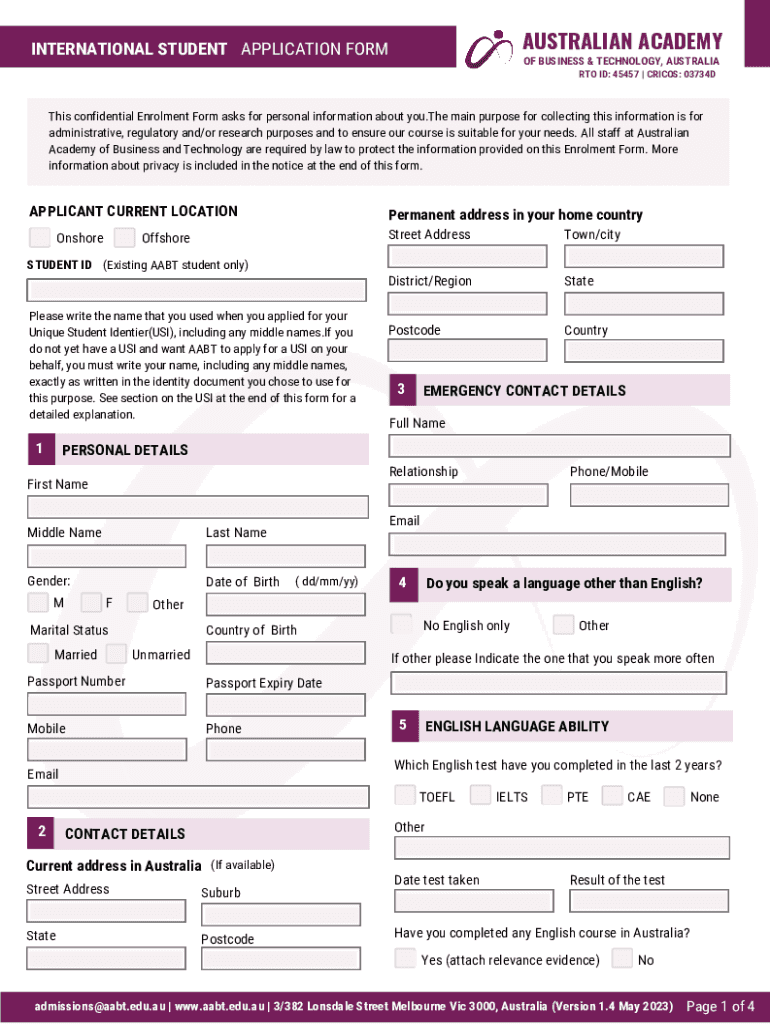 Fillable Online Academia International Students Application Form Fax ...