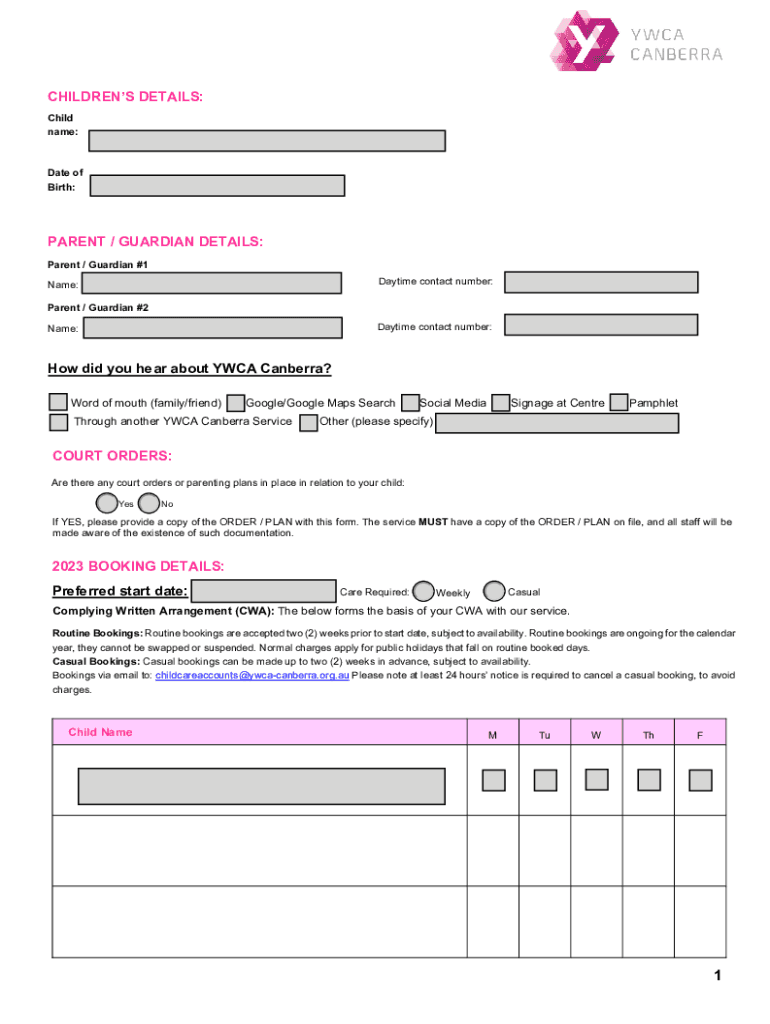 Fillable Online Vacancies, Enrol now at Currawong Child Care Centre in ... Fax Email Print ...