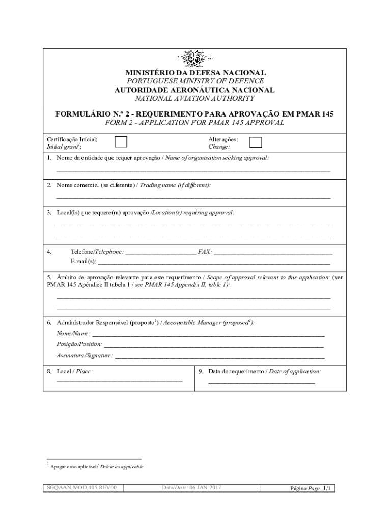 Fillable Online SGQAAN.MOD.405.REV00PMAR145Form2Requerimento.para ...