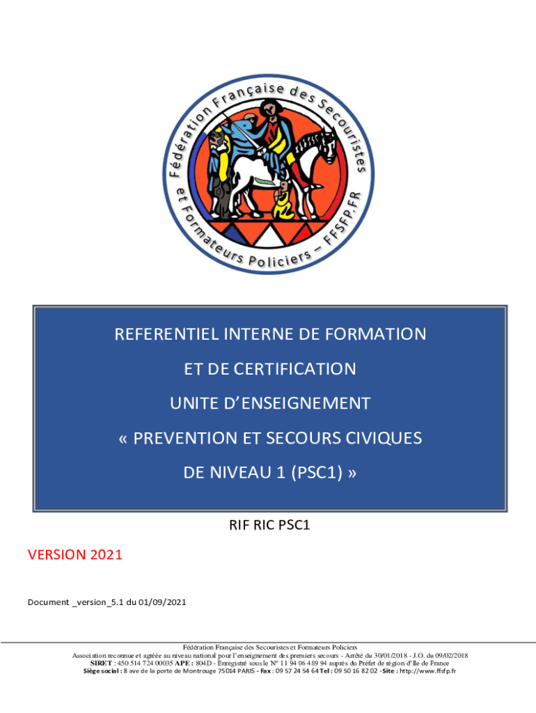 Remplissable En Ligne PREVENTION ET SECOURS CIVIQUES DE NIVEAU 1 (PSC1) Fax Email Imprimer ...