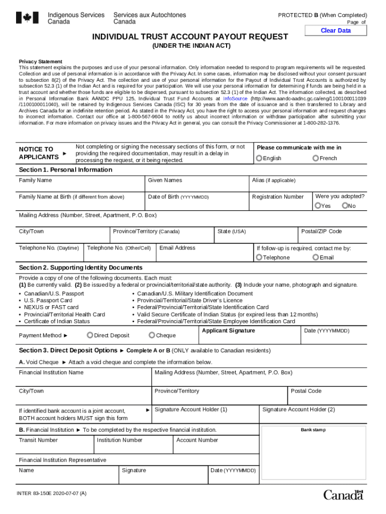 Fillable Online INDIVIDUAL TRUST ACCOUNT PAYOUT REQUEST (UNDER ... Fax ...