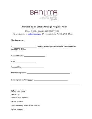 Fillable Online Member Bank Details Change Request Form Fax Email Print ...