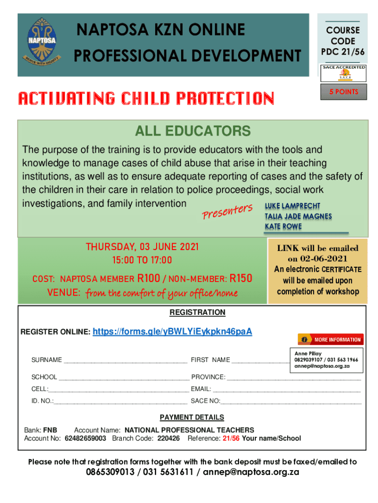 Fillable Online naptosa org ACTIVATING CHILD PROTECTION Fax Email Print ...