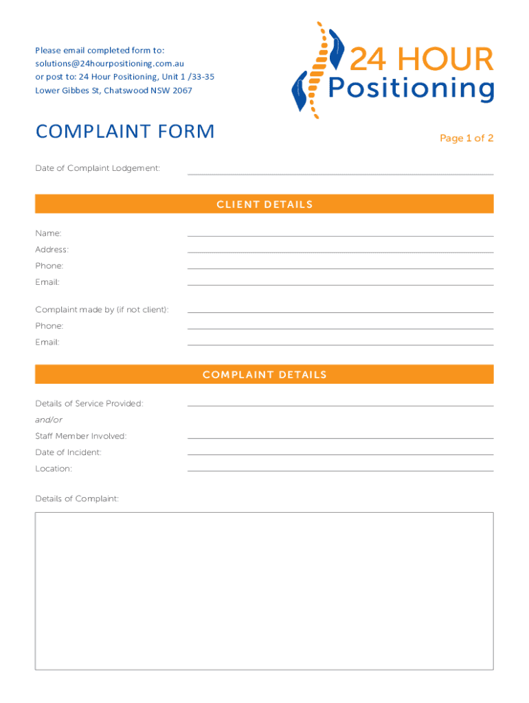 Fillable Online 24 Hour Positioning: Therapy solutions - seating to ...