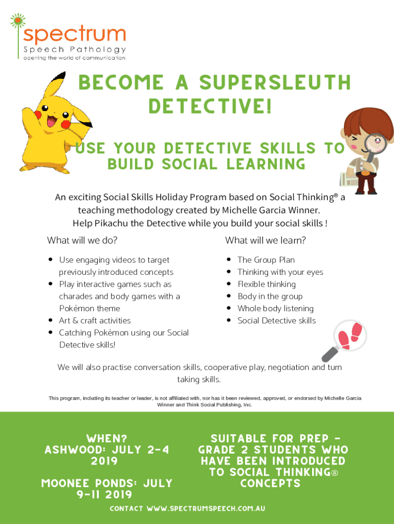 Fillable Online You are a Social Detective: Explaining Social Thinking ...