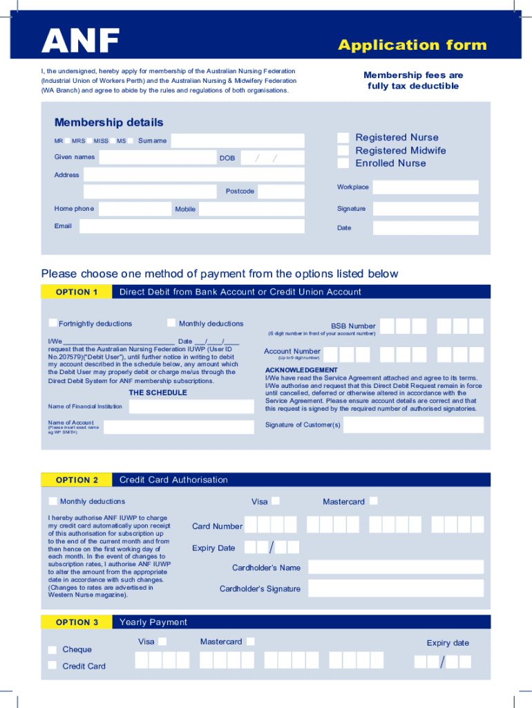 Fillable Online The Australian Nursing Federation, Industrial Union of ...