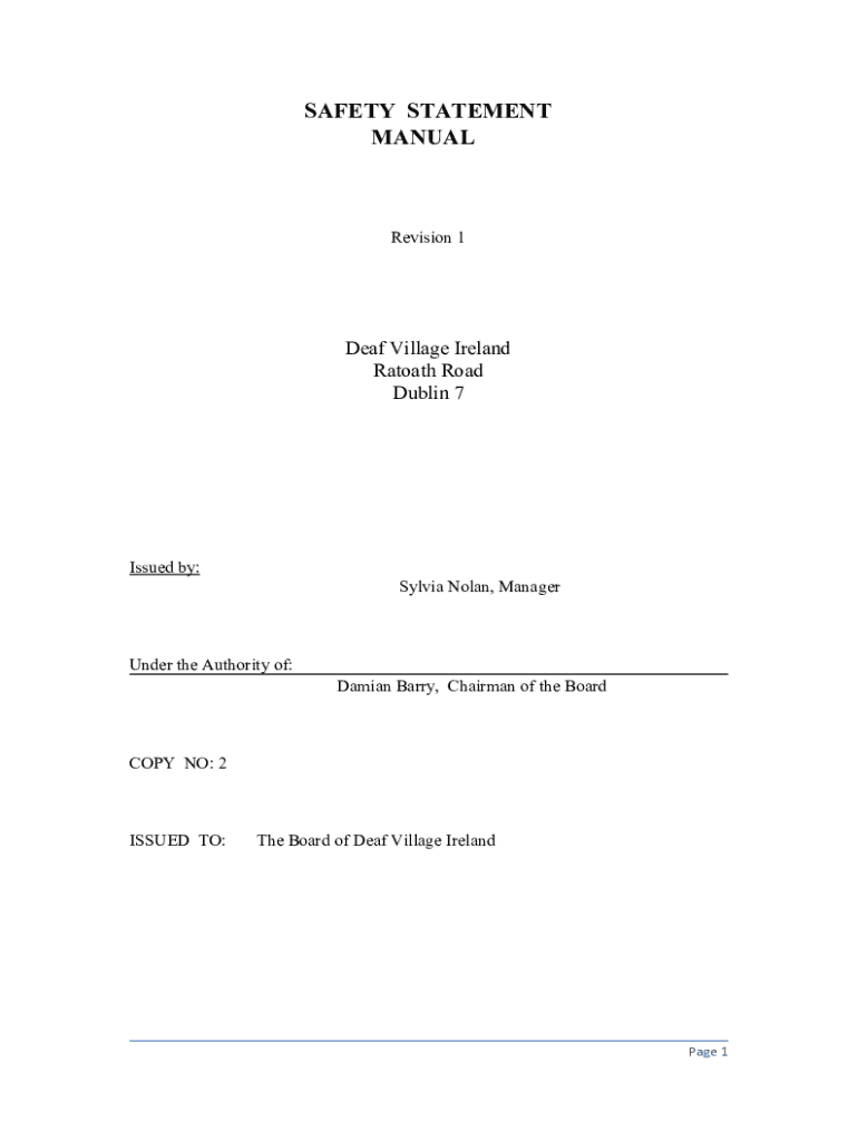 Fillable Online SAFETY STATEMENT MANUAL Fax Email Print - pdfFiller