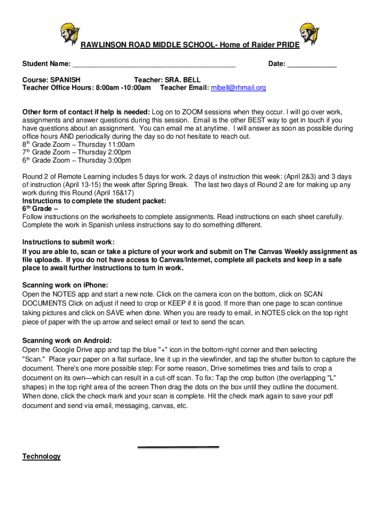 Fillable Online RAWLINSON ROAD MIDDLE SCHOOL- Home of Raider ... Fax Email Print - pdfFiller