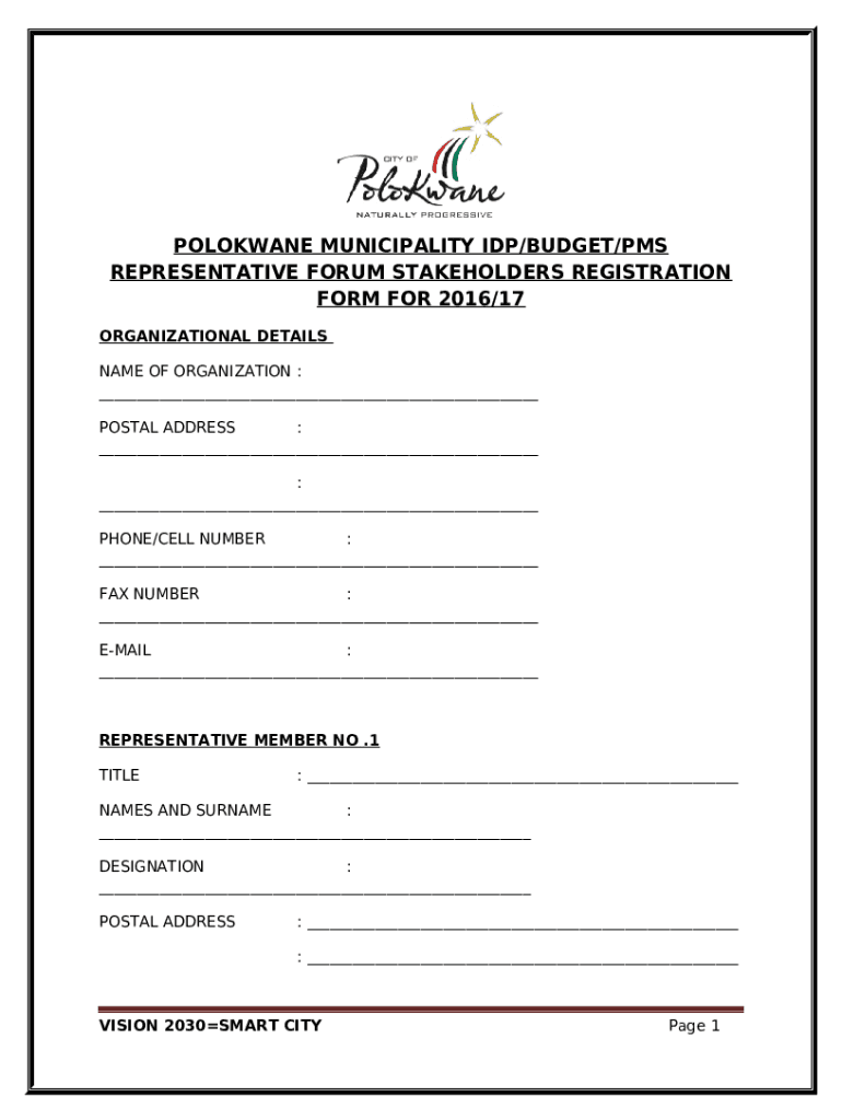 POLOKWANE MUNICIPALITY REGISTRATION ... Doc Template | pdfFiller