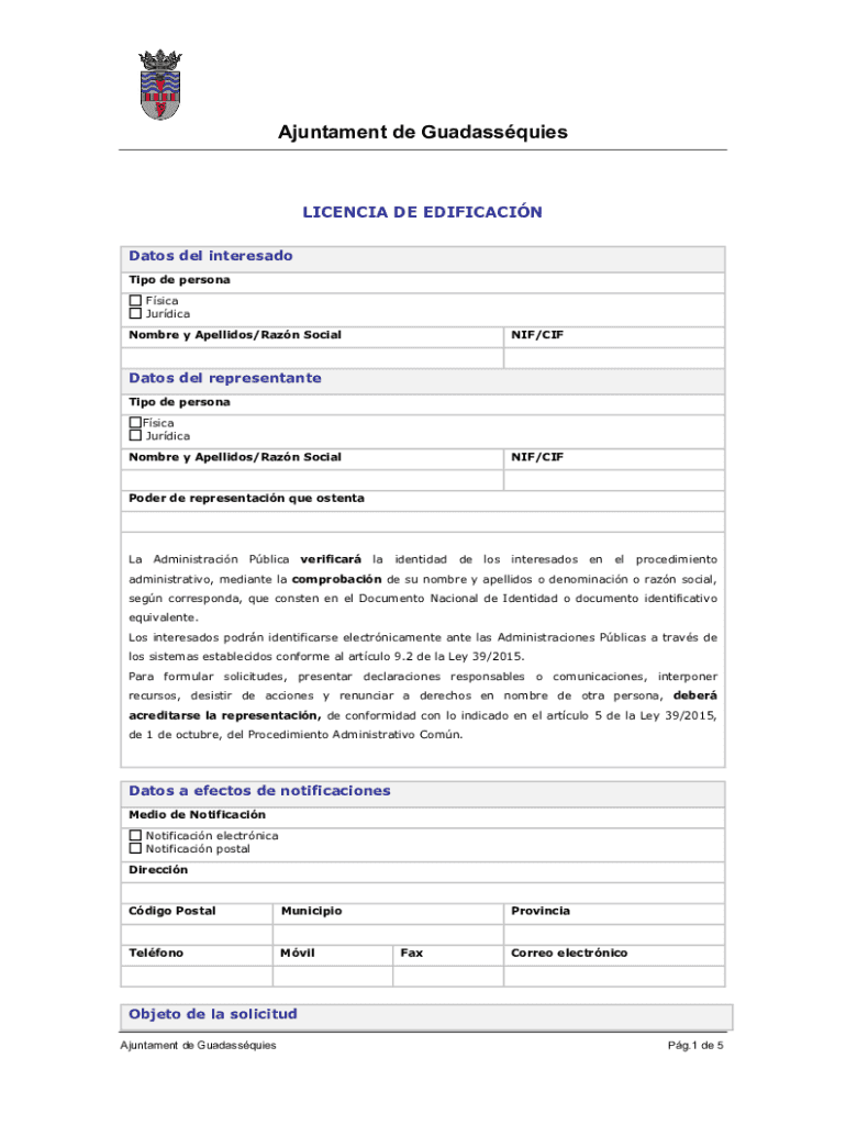 Completable En línea SOLICITUD LICENCIA DE EDIFICACION Fax Email Imprimir - pdfFiller