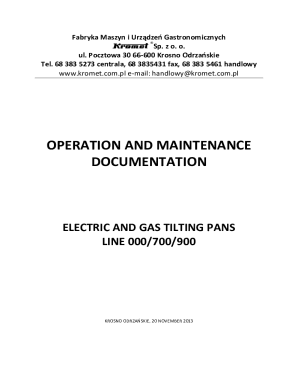 Fillable Online OPERATION AND MAINTENANCE DOCUMENTATION Fax Email Print ...