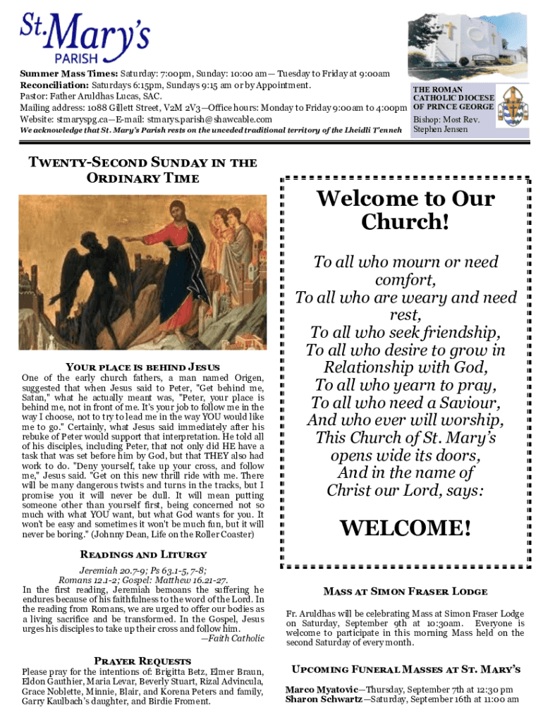 Fillable Online Parish & Mass Times Fax Email Print - pdfFiller