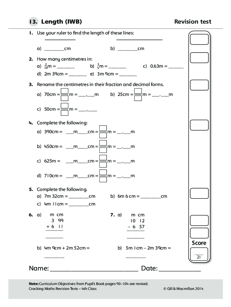 Fillable Online 2. Place Value Revision test Fax Email Print - pdfFiller