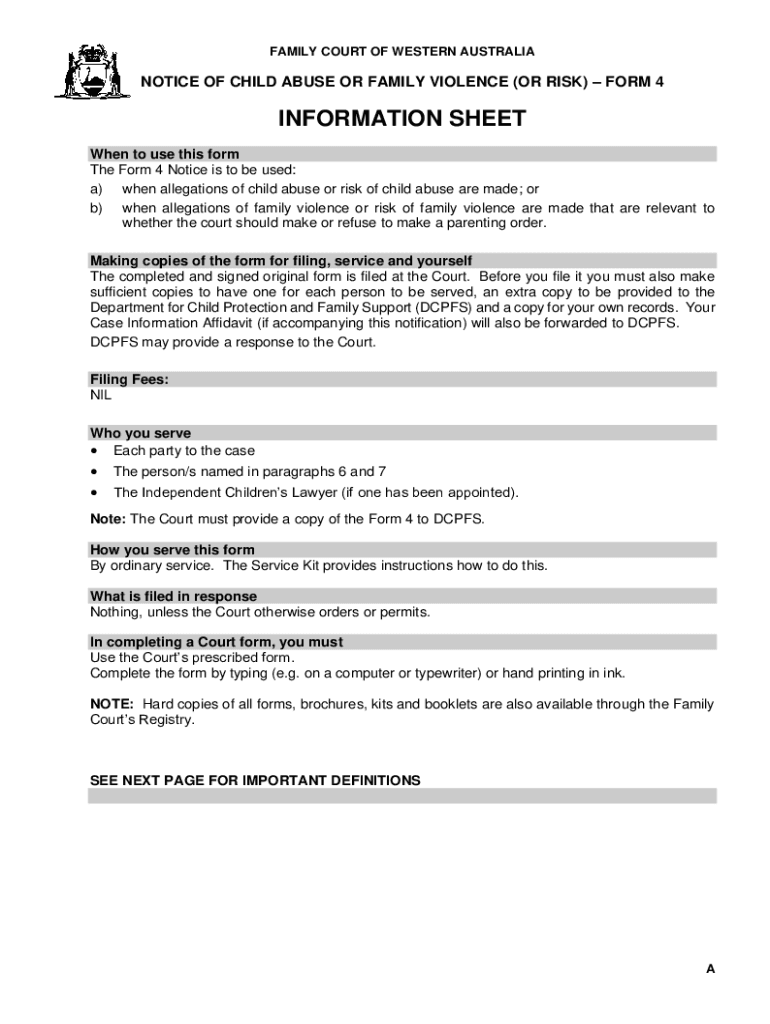 Fillable Online Notice of child abuse or family violence (or risk)form ...