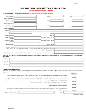 Fillable Online Booking and Booking FormsChildcare Office Fax Email Print - pdfFiller