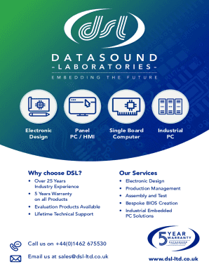 Fillable Online Why choose DSL? Our Services Electronic Design Panel PC ...