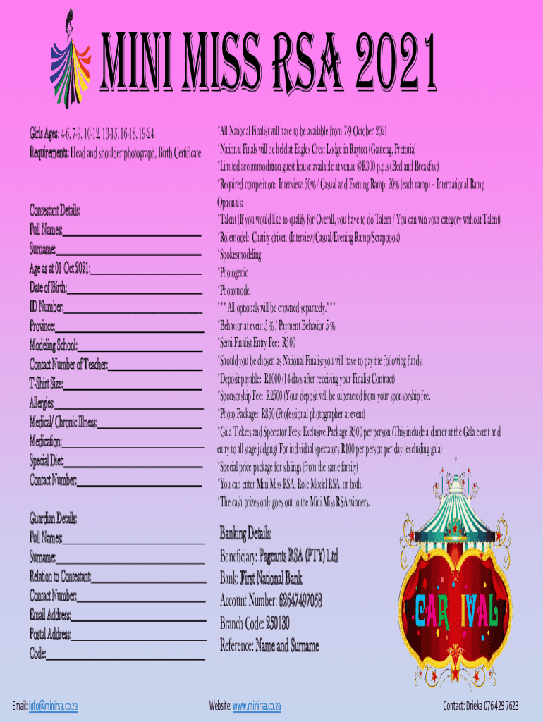 Fillable Online Photos of Mini Miss RSA / Mini Mr RSA Fax Email Print ...