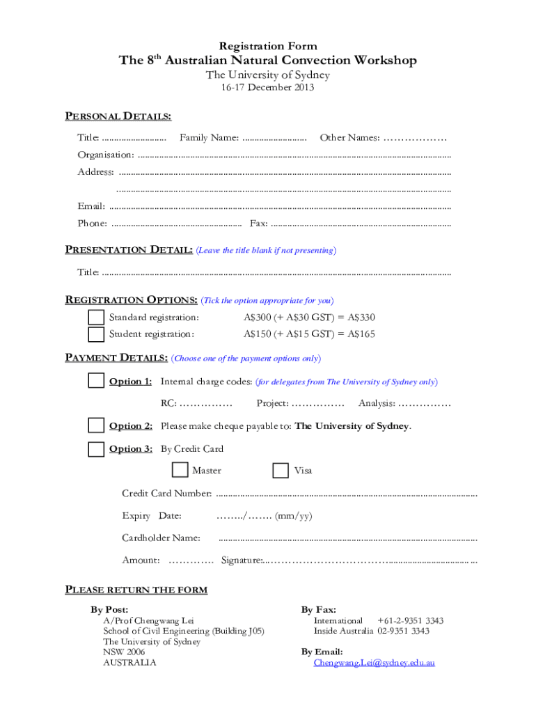 Fillable Online Draft Contents for 14 AFMC Registration form Fax Email ...
