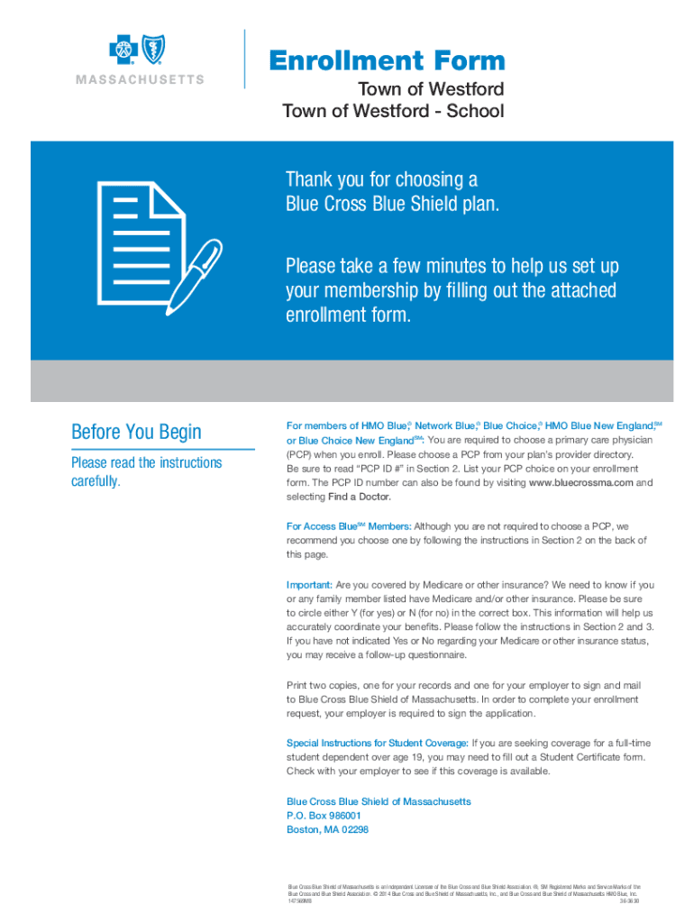 Fillable Online Fillable Enrollment Form Thank you for choosing a Blue ...