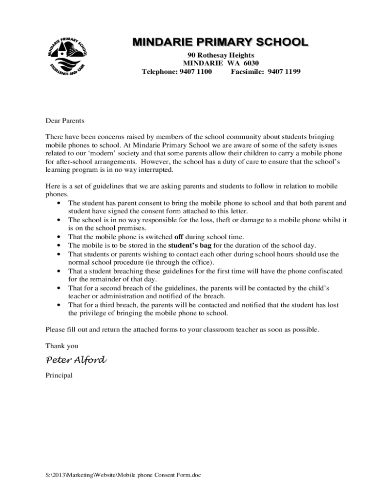 Fillable Online Mobile phone Consent Form.doc Fax Email Print - pdfFiller