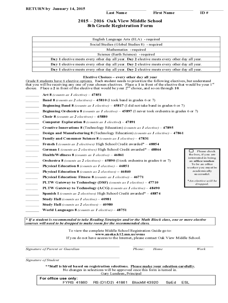 Fillable Online Gr 8 Registration Sheet 14-15.docx Fax Email Print ...