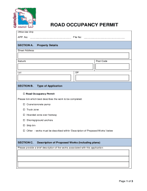 Fillable Online PW Department Application for Road Occupancy/Closure ...
