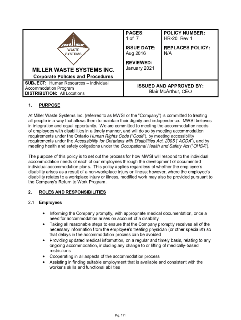 Fillable Online Home - Miller Waste Systems - Waste Management ...