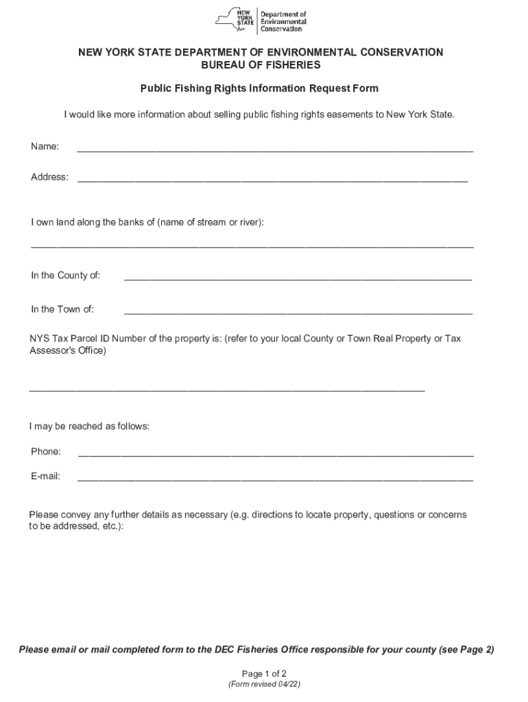 Fillable Online Public Fishing Rights Information Request Form. Public ...