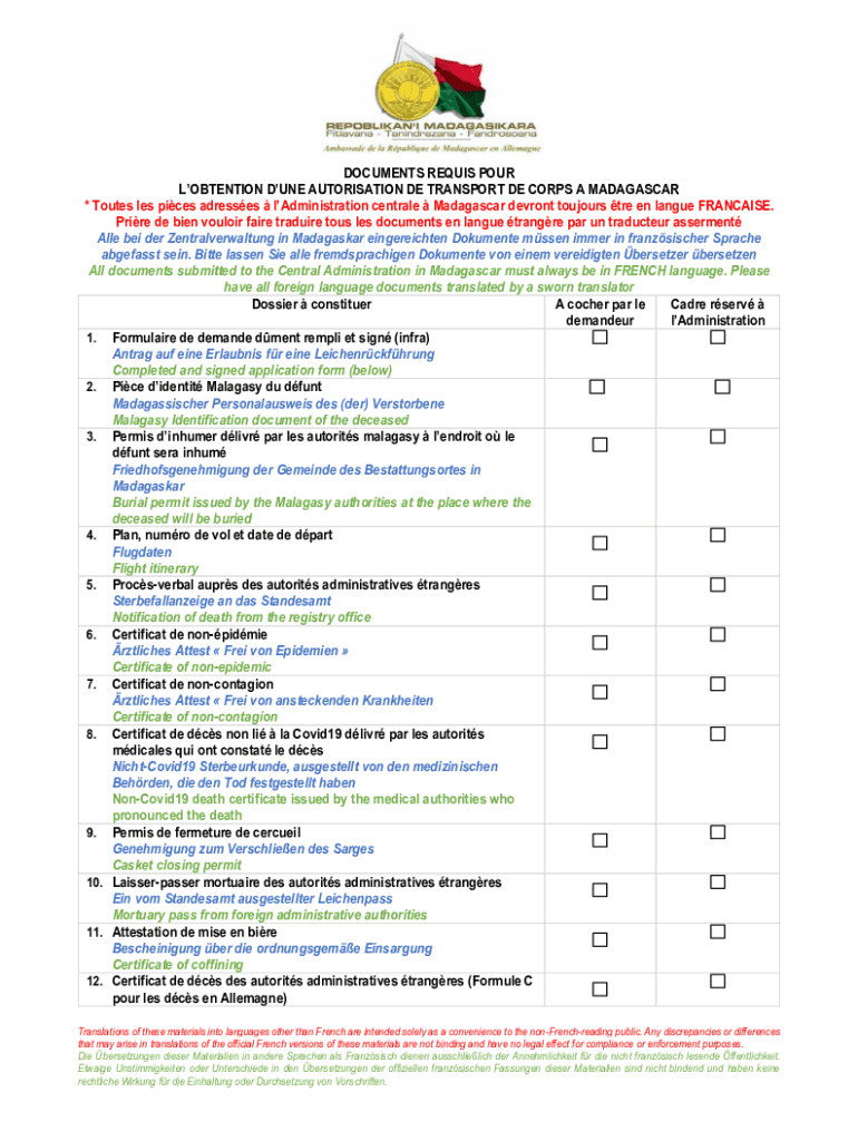 Fillable Online documents requis pour l'obtention d'une autorisation de ... Fax Email Print ...