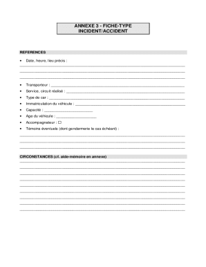 Remplissable En Ligne ANNEXE 3 - FICHE-TYPE INCIDENT/ACCIDENT Fax Email ...