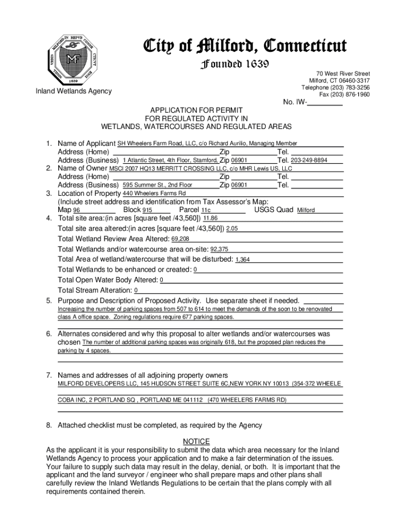 Fillable Online Inland Wetlandmilfordct Fax Email Print - pdfFiller