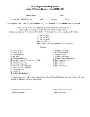 Fillable Online 2022-2023 Grade 10 Course Request Form Fax Email Print - pdfFiller